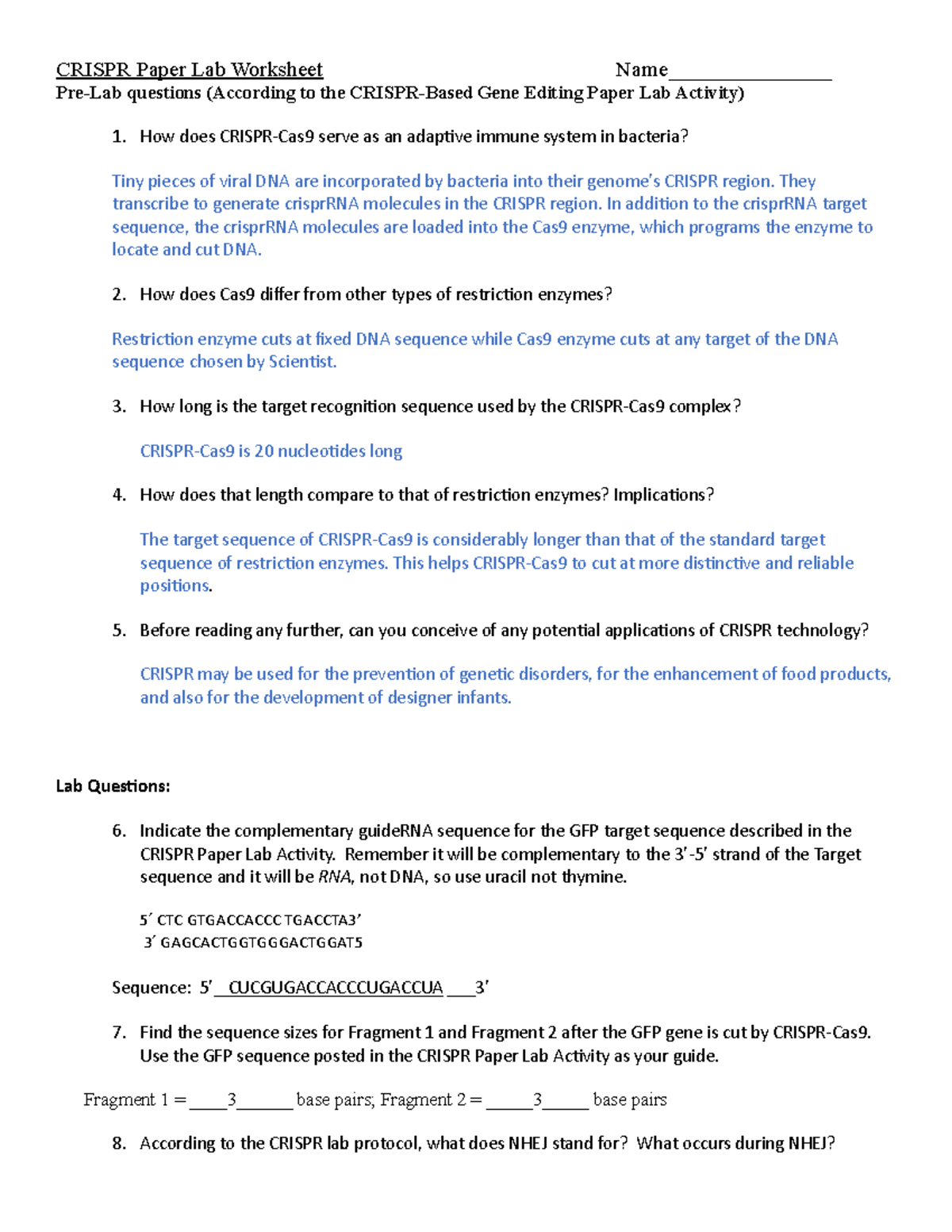 Crispr Paper Lab Worksheet Final (1) - CRISPR Paper Lab Worksheet Name ...