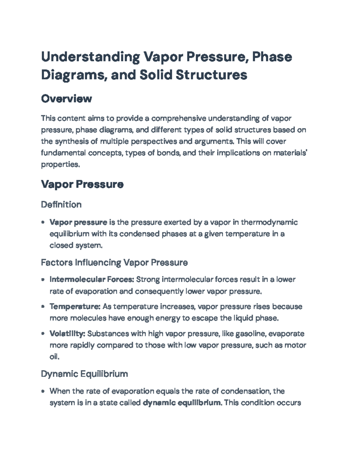 Understanding Vapor Pressure and Solid Structures: Chemistry Insights - Understanding Vapor ...