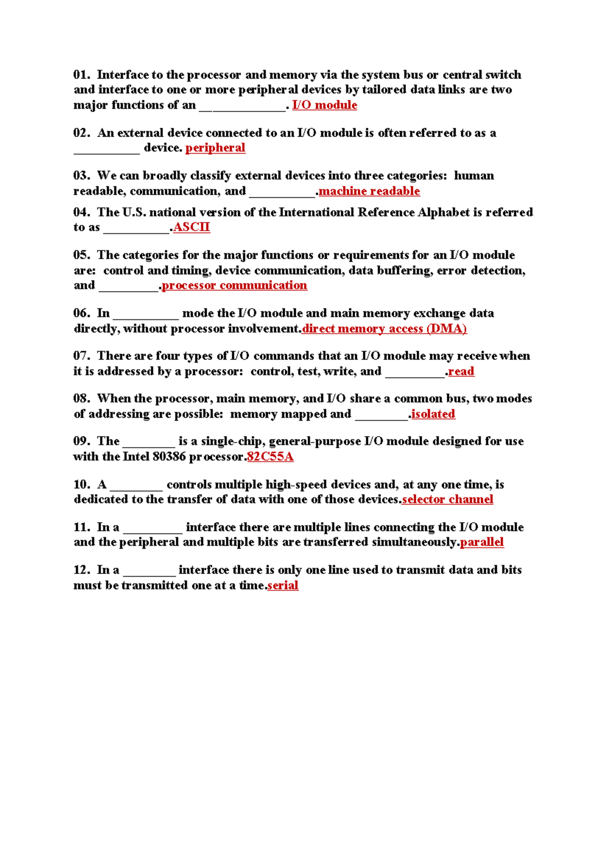 I/O Module Short Answers for Computer Science 101 - Studocu