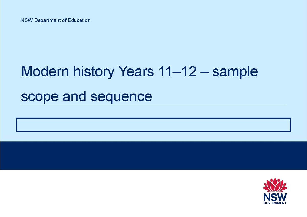 NSW Modern History Years 11 & 12 Sample Scope and Sequence - Studocu