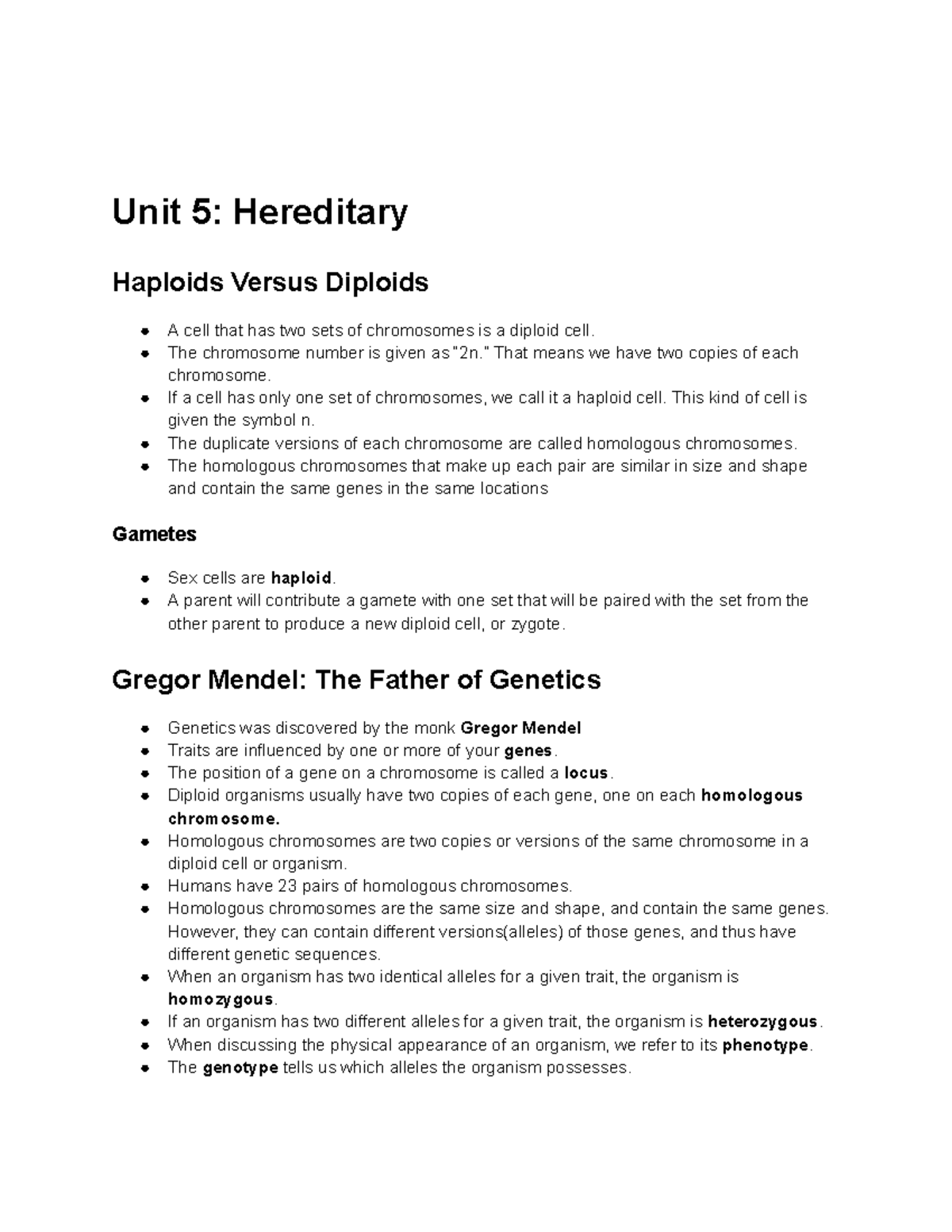AP Bio Unit 5 - Comprehensive Notes on Heredity and Genetics - Studocu
