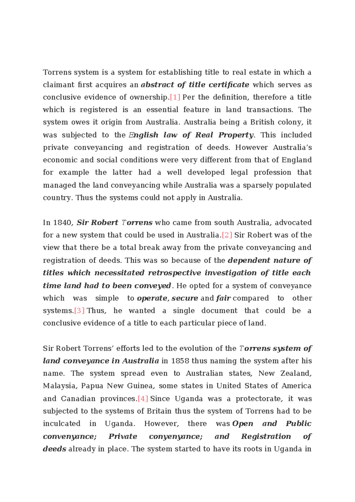 Torrens System of Land Registration in Uganda: An Overview - Studocu