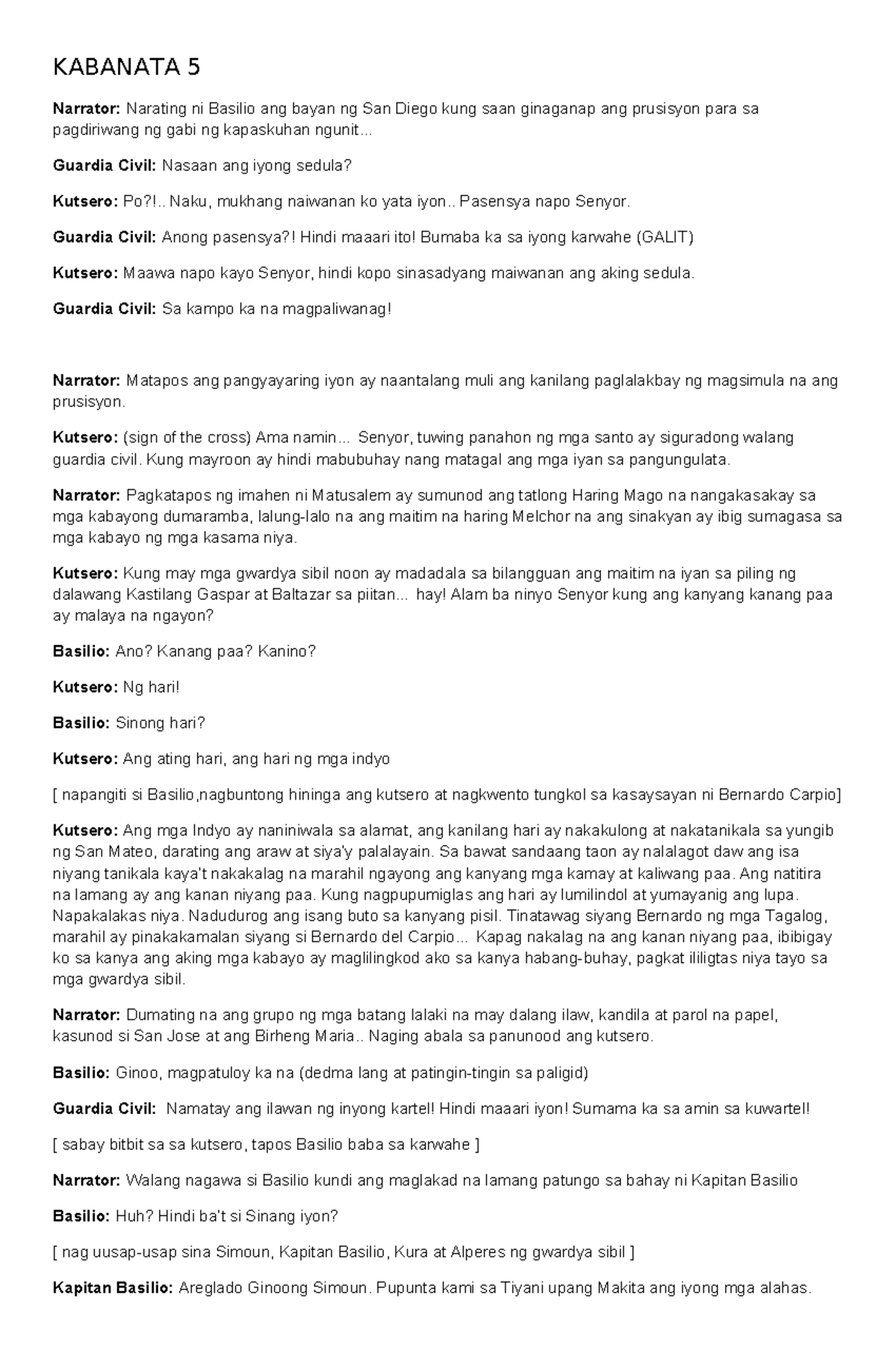 447875320 El Filibusterismo Script: Kabanata 5 at 6 ng San Diego - Studocu
