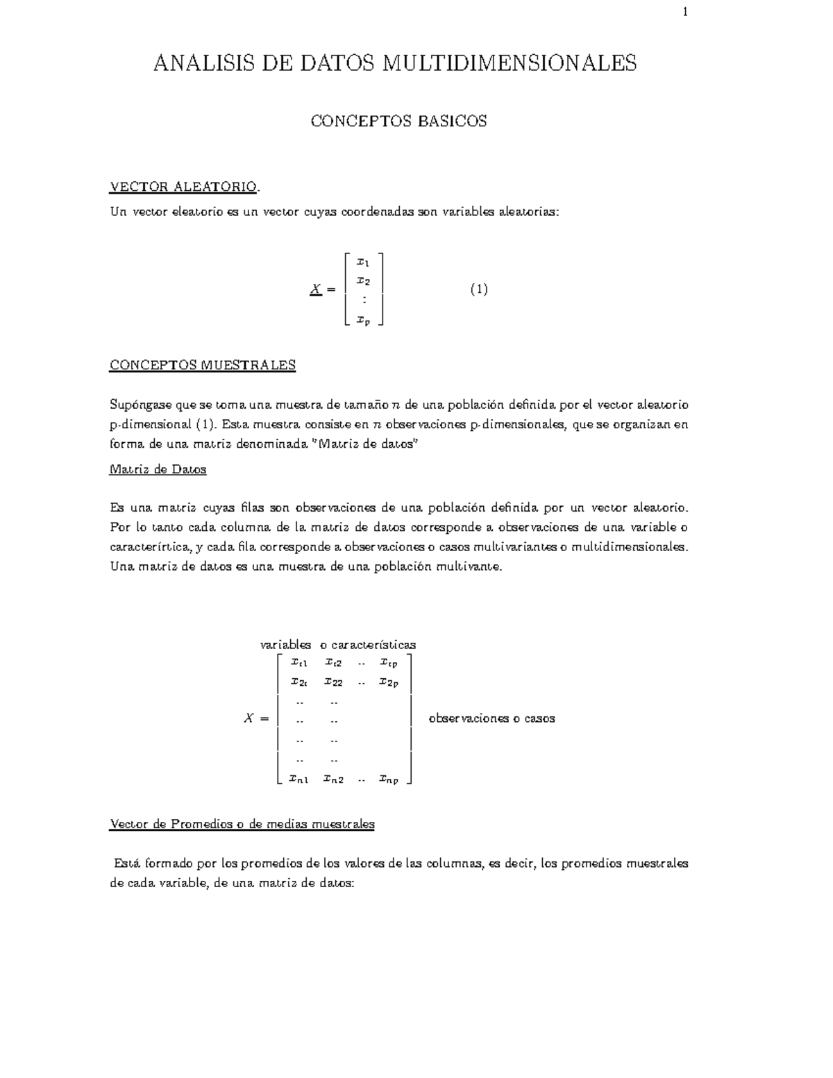 Matrices-2 para practicar la teoría - ANALISIS DE DATOS MULTIDIMENSIONALES CONCEPTOS BASICOS ...