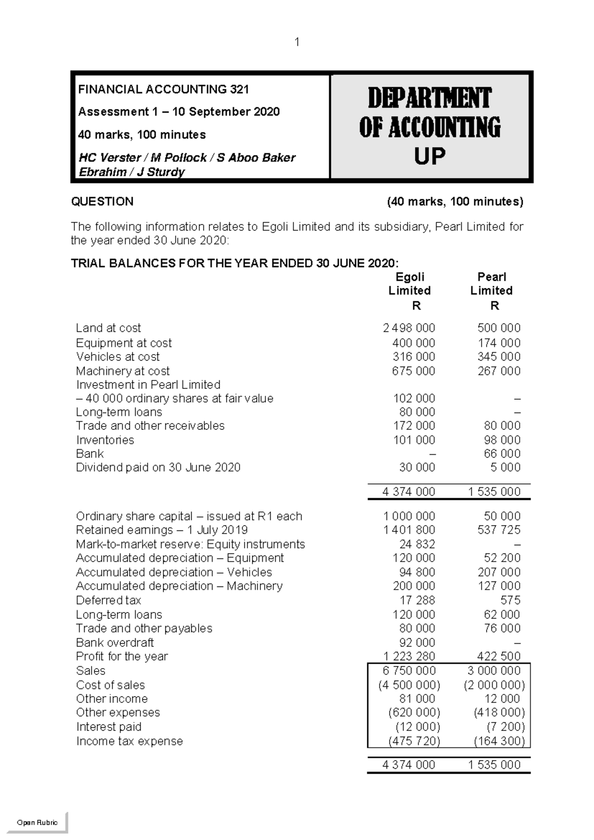 Assessment 1 Question for 2021 Financial Accounting 321 - Studocu