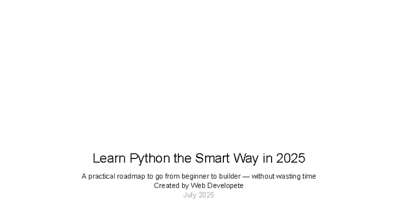 Python Roadmap 2025: From Beginner to Builder in Python - Studocu