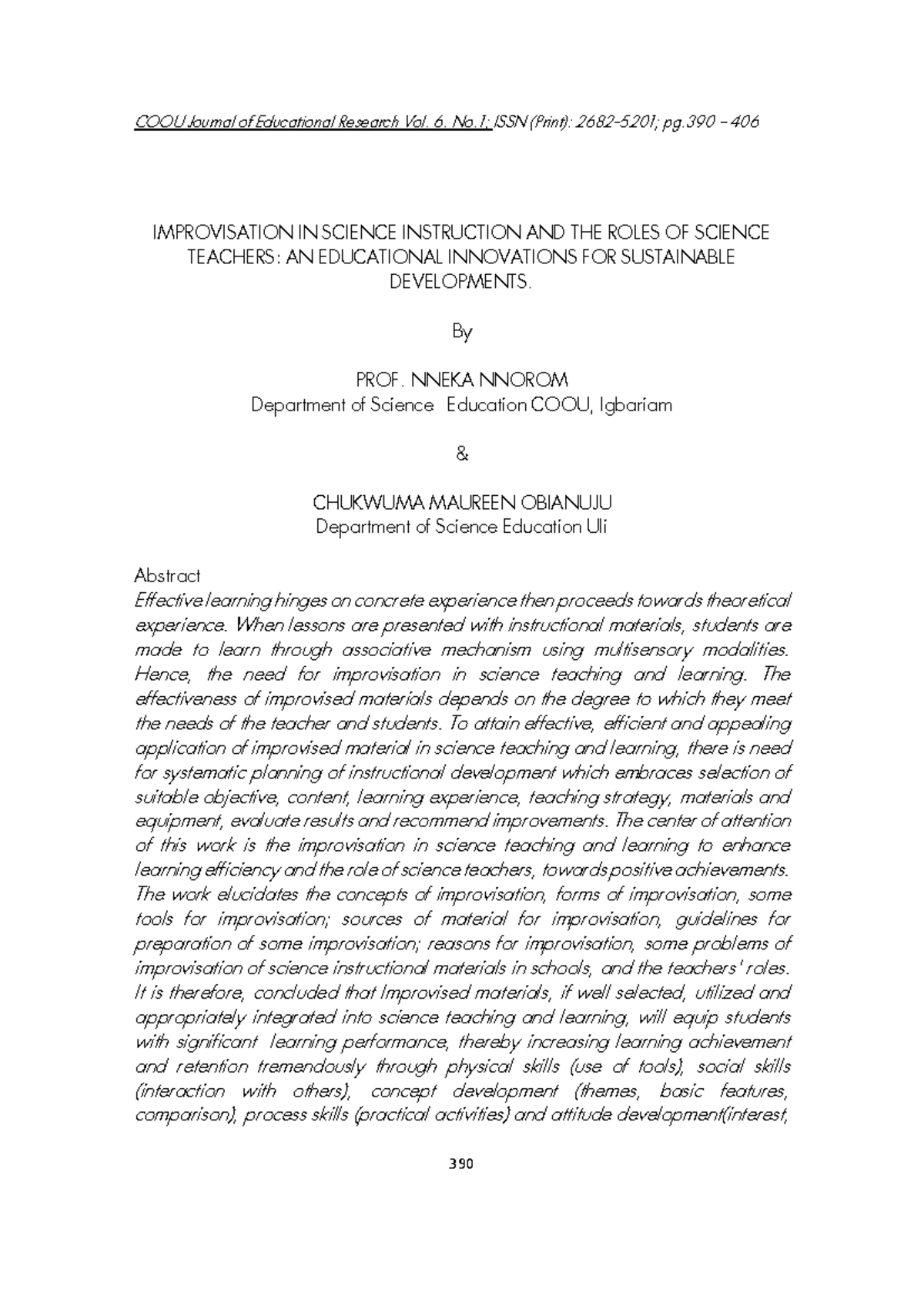 30 117 1 PB - NULL - IMPROVISATION IN SCIENCE INSTRUCTION AND THE ROLES ...