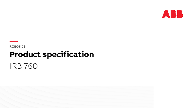 Product Specification for IRB 760 on IRC5 - Version 24D - Studocu