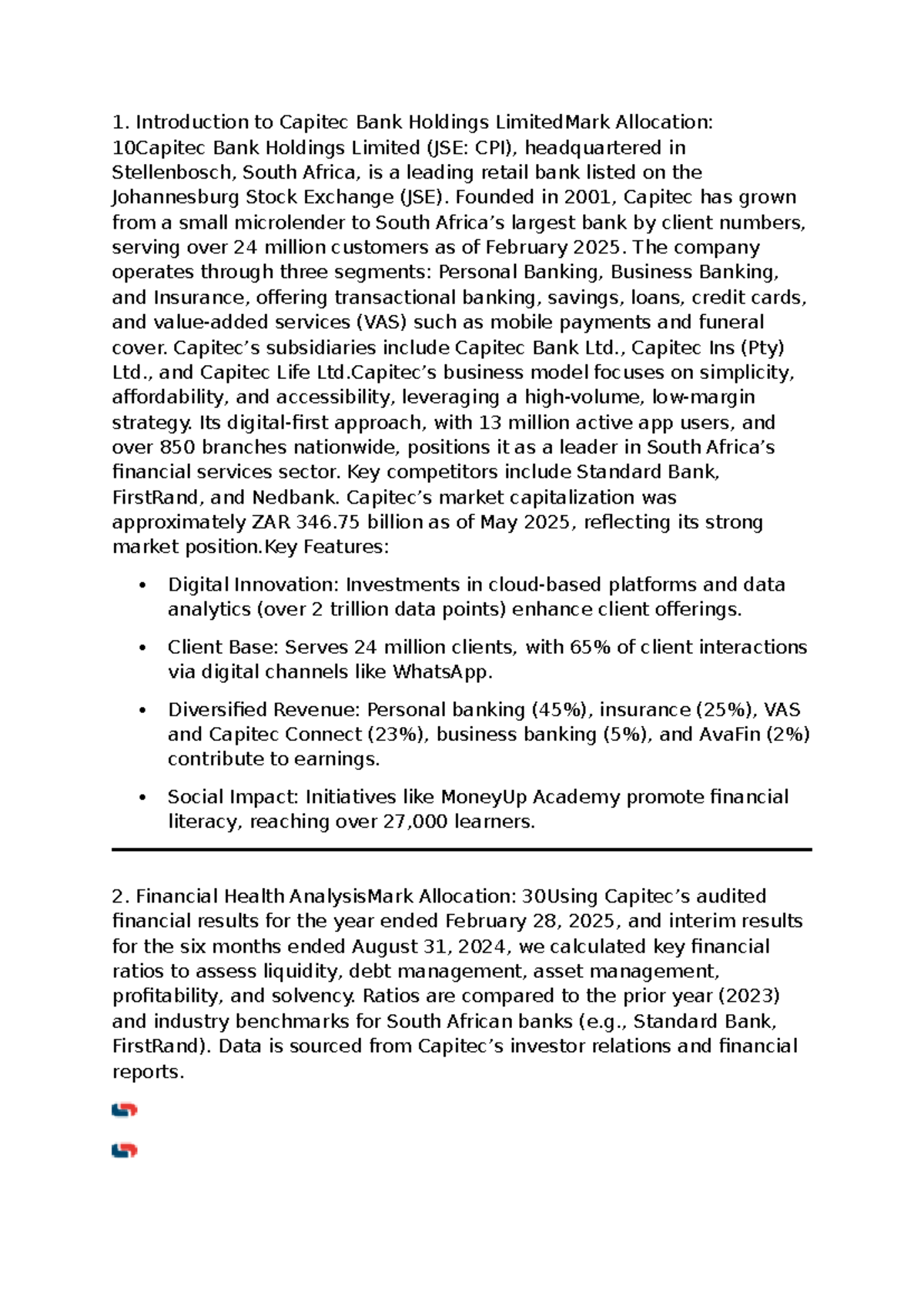 Capitec Bank Holdings Limited: Financial Analysis & Valuation (FIN 101) - Studocu