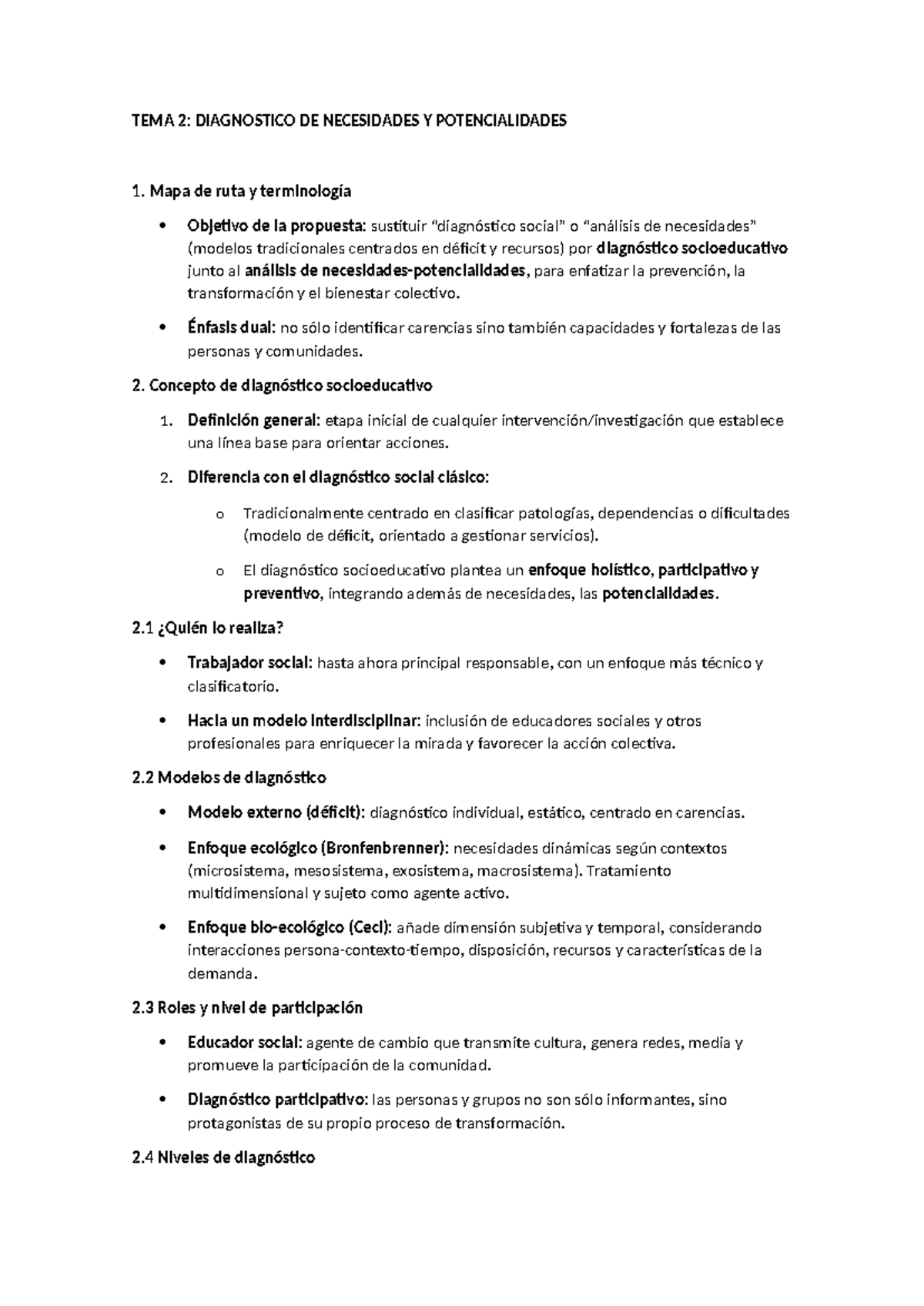 TEMA 2 MIES: Diagnóstico Socioeducativo y Análisis de Necesidades - Studocu