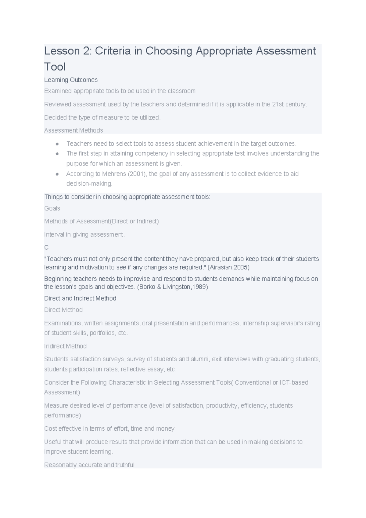 Lesson 2: Choosing Effective Assessment Tools for Classroom Success ...