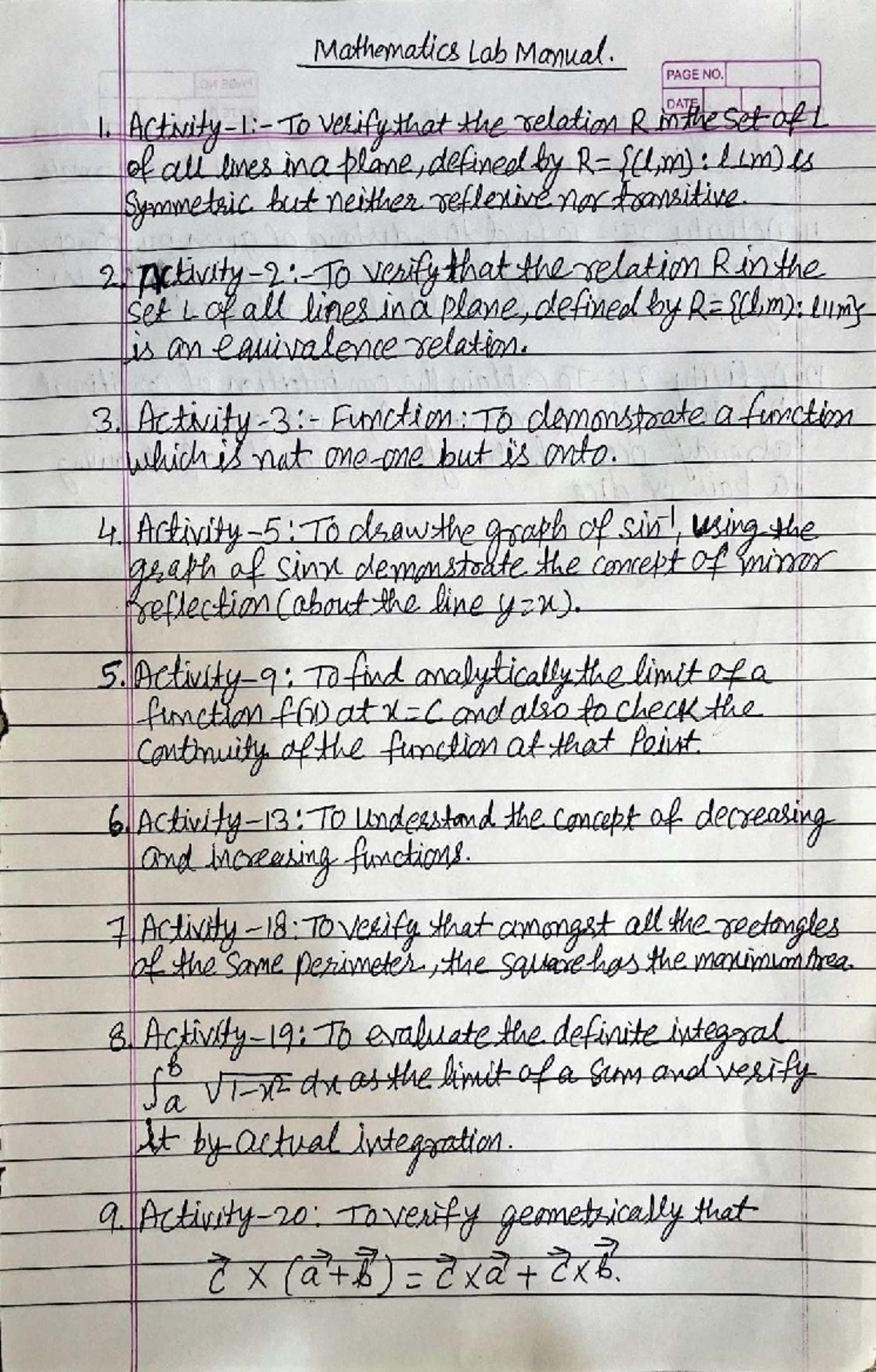 Mathematics Lab Manual: Activities and Concepts in Math - Studocu