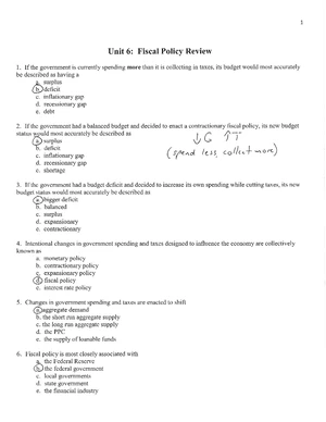 AP Macro Unit 6 Review: Understanding Fiscal Policy Essentials - Studocu