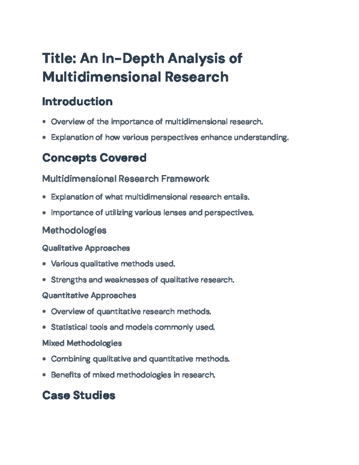 Multidimensional Research: Frameworks, Methodologies, and Case Studies ...