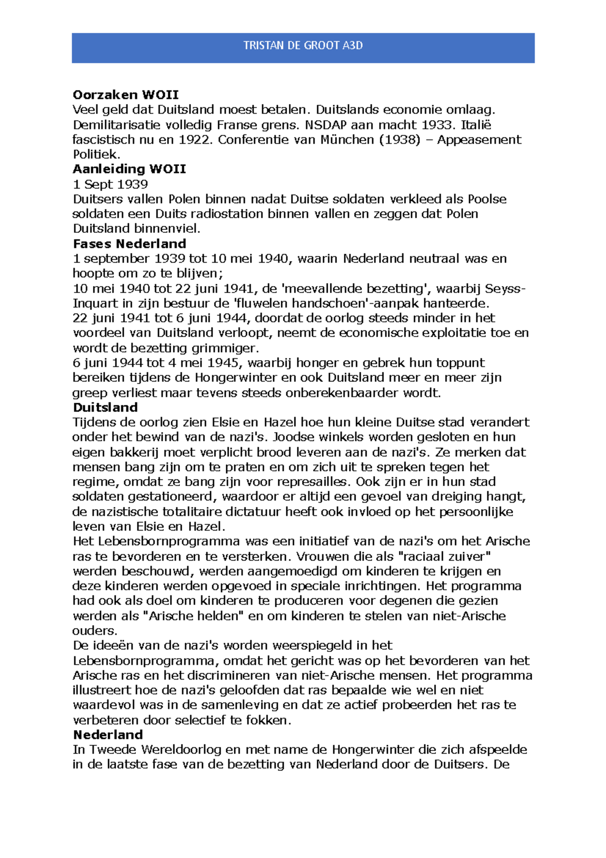 Oorzaken en Gevolgen van de Tweede Wereldoorlog (WOII) - Studeersnel