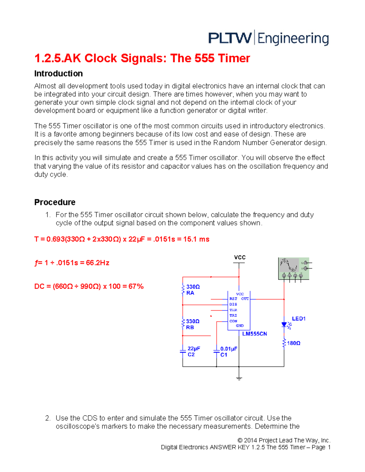 Understanding the 555 Timer Clock Signal: Lab Guide 1.2.5.AK - Studocu