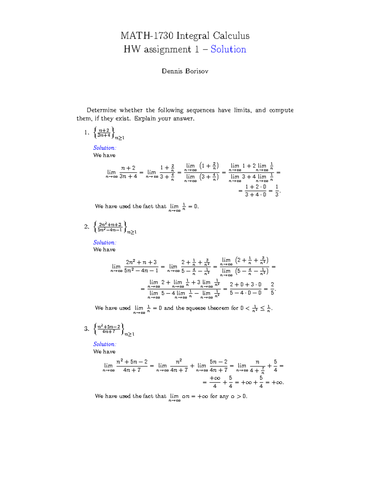 IC-HW01: Integral Calculus Assignment 1 Solutions and Explanations ...