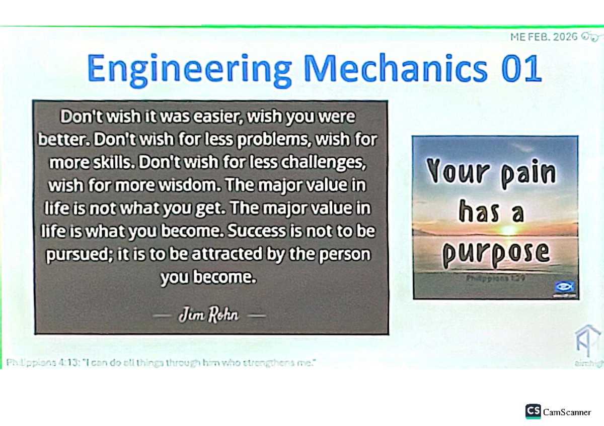 ME FEB. 2026 Engineering Mechanics 01: Key Concepts and Definitions - Studocu