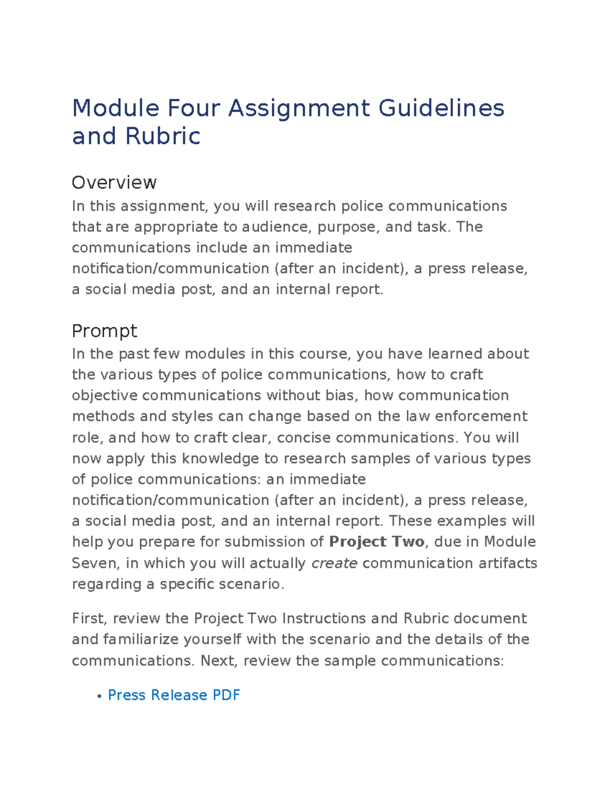Module 4: Police Communication Research Assignment Guidelines - Studocu