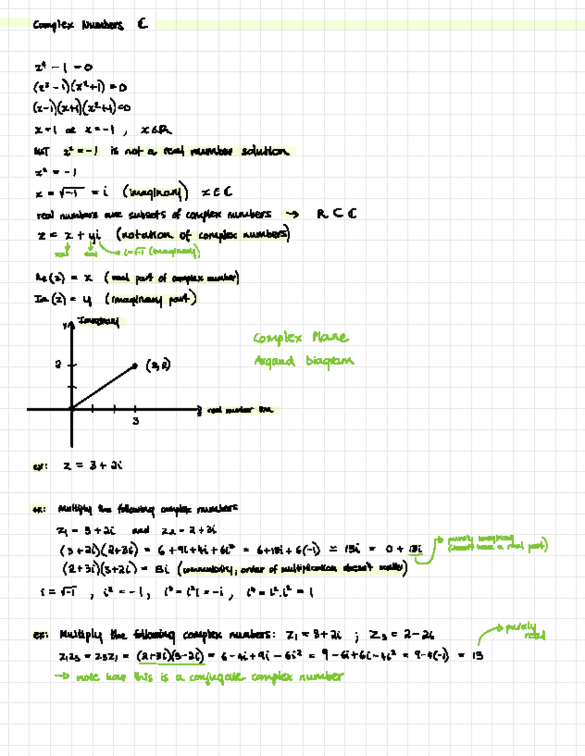 Complex Numbers: Lecture Notes on Imaginary and Real Parts - Studocu