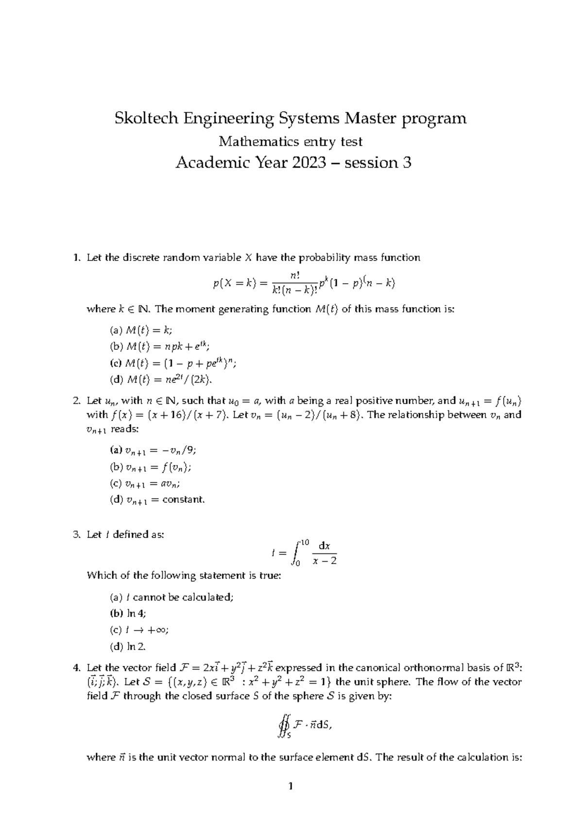 ESMaths Test 2023-3: Mathematical Theory and Problems Review - Studocu