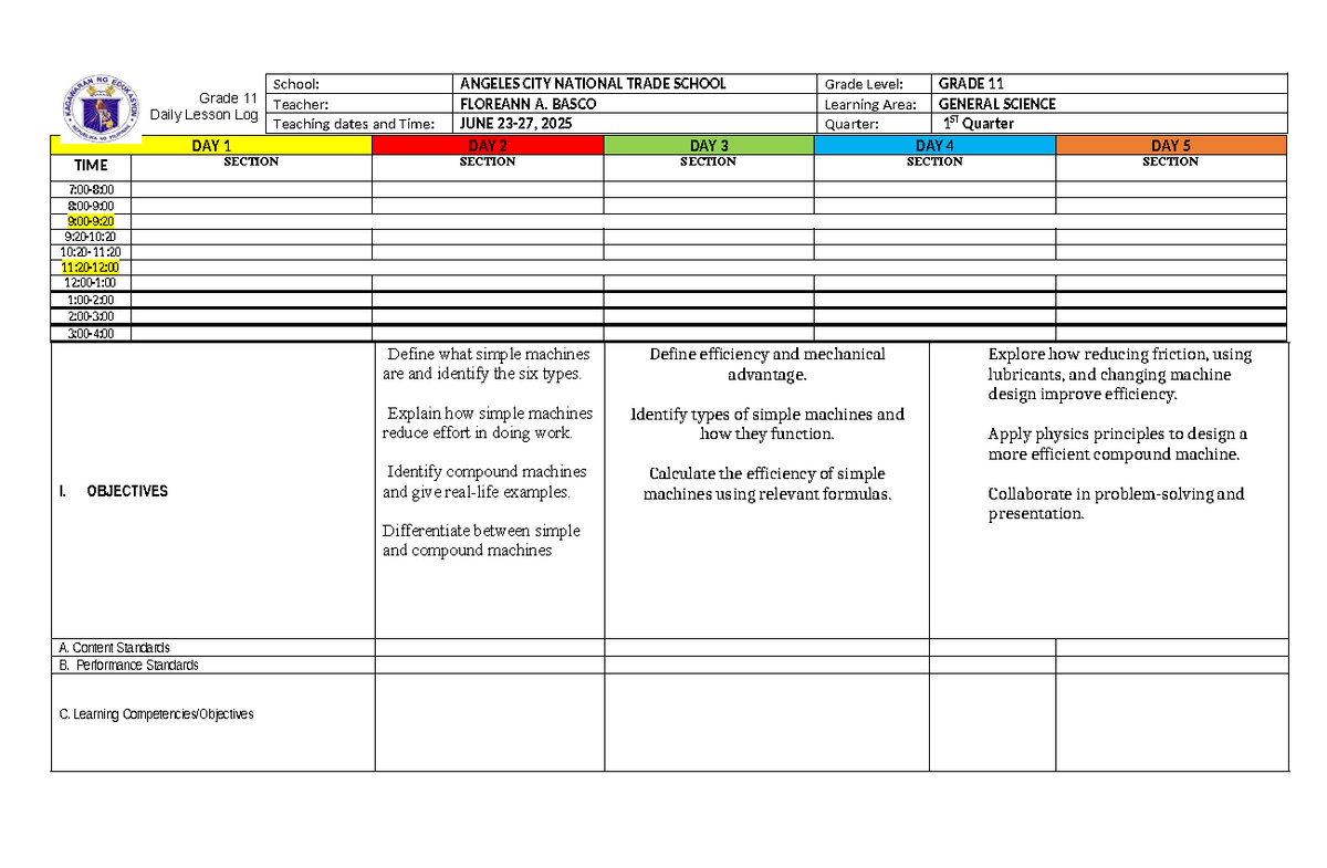 GEN SCI GRADE 11 DAILY LESSON LOG WEEK 4 - Studocu