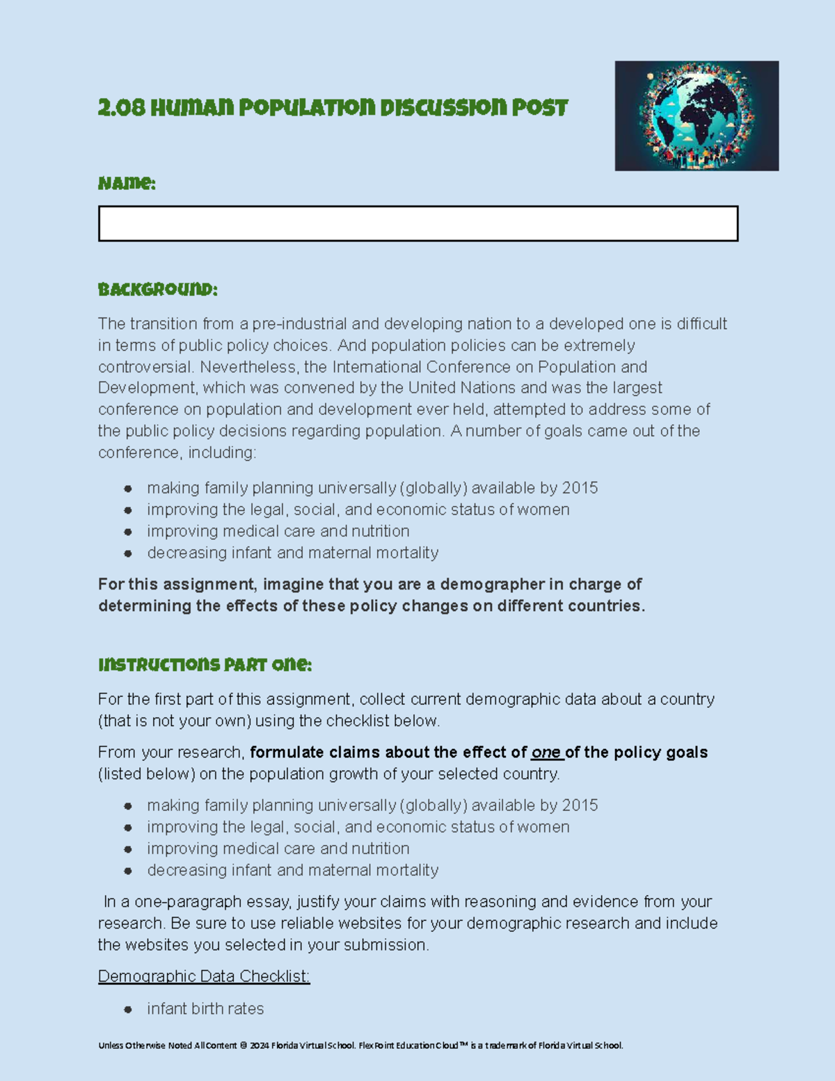 APES 2.08 Human Population Policy Analysis and Discussion Post - Studocu