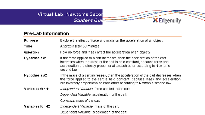 8301 03 04 Virtual Lab: Exploring Force, Mass, and Acceleration - Studocu