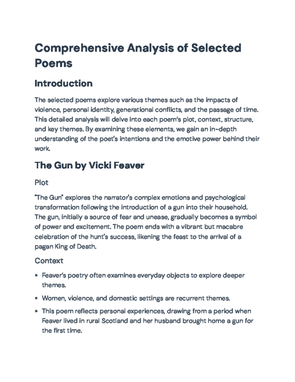 Comprehensive Analysis of Selected Poems (ENG 202) - Comprehensive ...