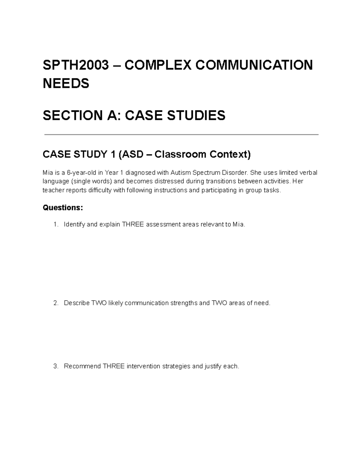 SPTH2003 – Complex Communication Needs: Case Studies & Interventions ...