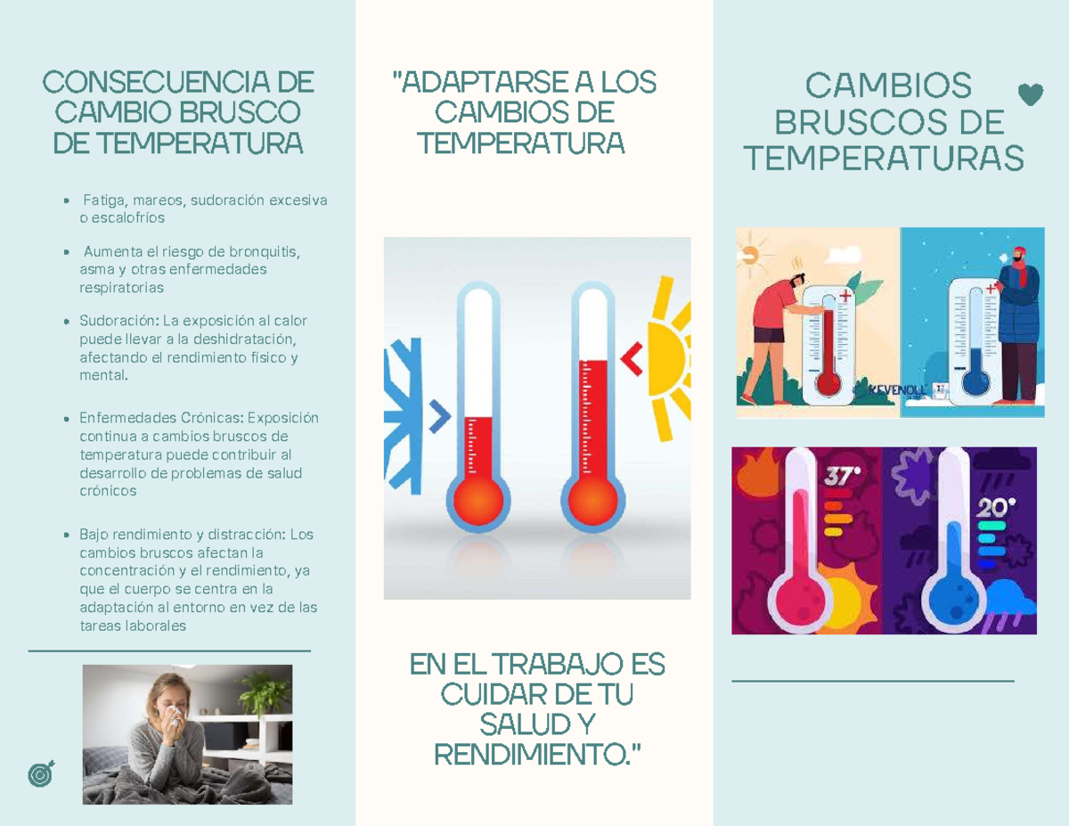 Tríptico sobre Consecuencias de Cambios Bruscos de Temperatura - Studocu