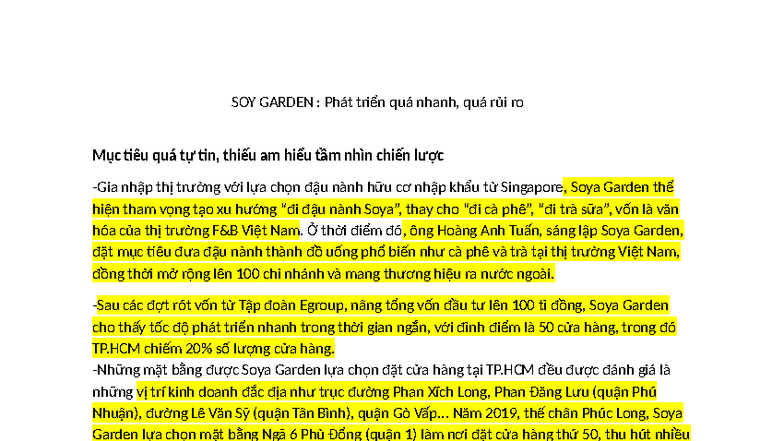 SOY GARDEN: Phân Tích Môi Trường Kinh Doanh và Thách Thức Thị Trường ...