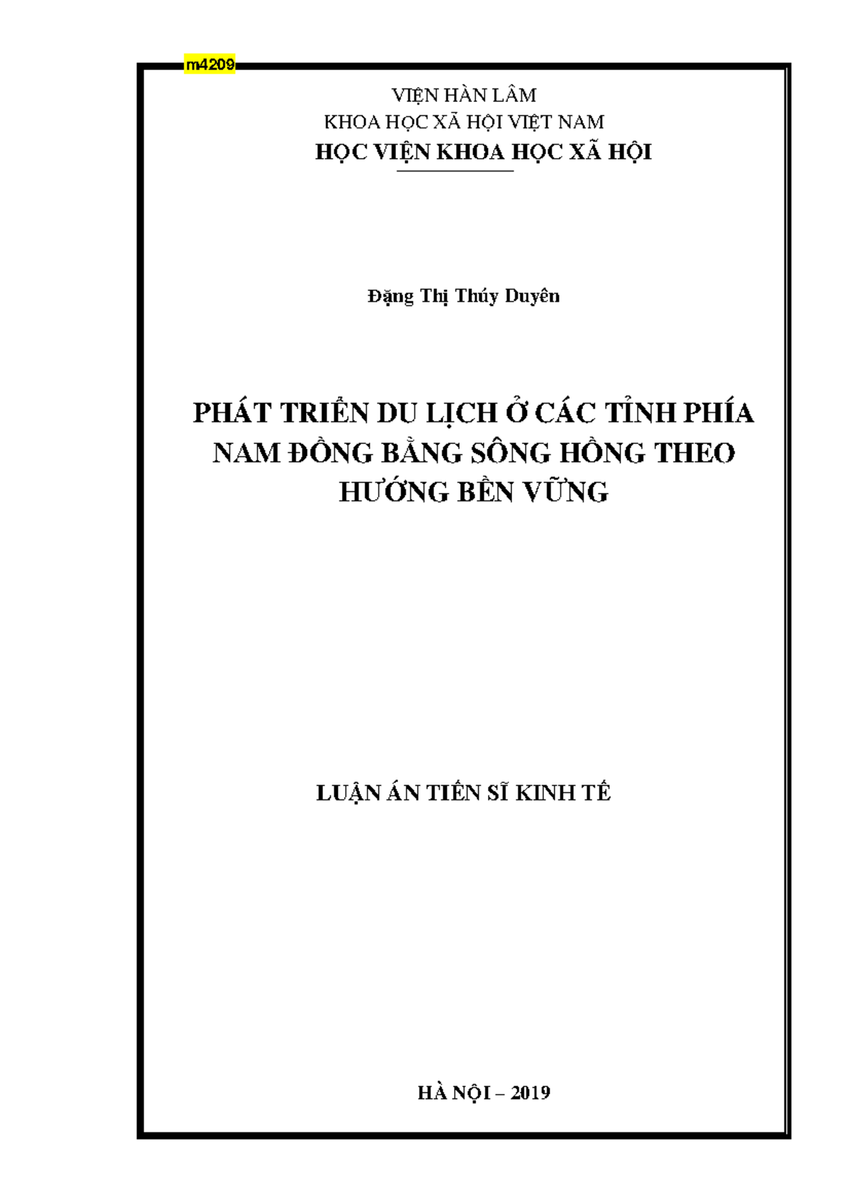 Luận Án Tiến Sĩ Kinh Tế: Phát Triển Du Lịch Bền Vững Ở Nam ĐBSH - Studocu