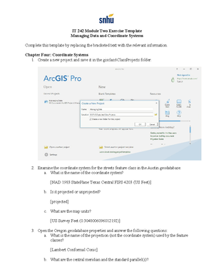 IT 242 Module Five Exercise Template - Chapter Ten: Coordinate Systems ...