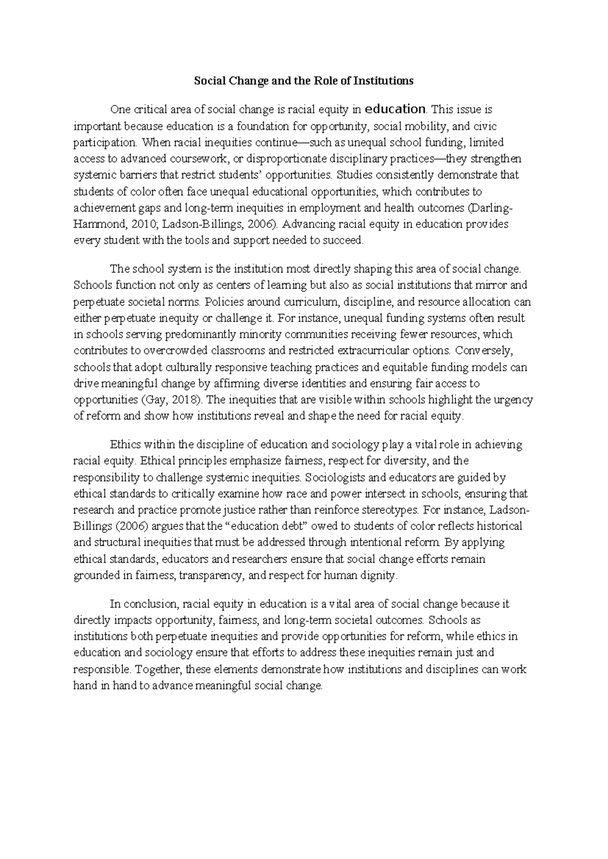 SCS 215 Racial Equity in Education: Institutions & Social Change - Studocu