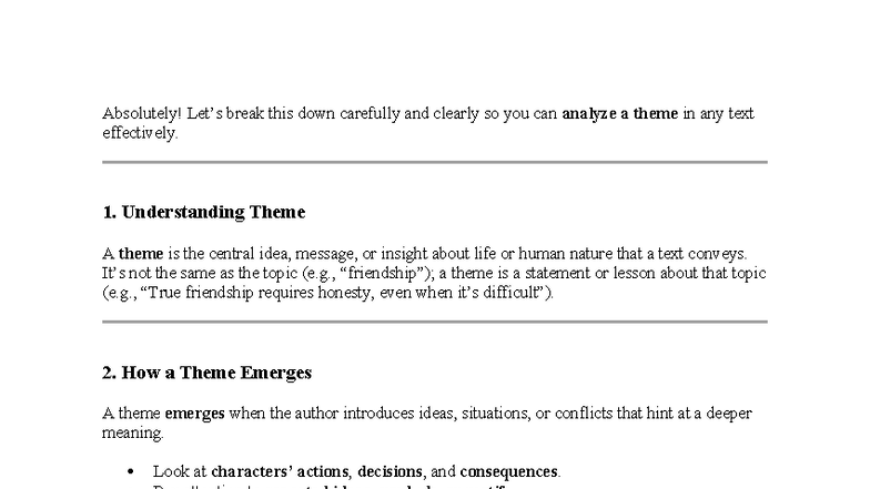 ENG101: Analyzing Themes in Literature Effectively - Studocu