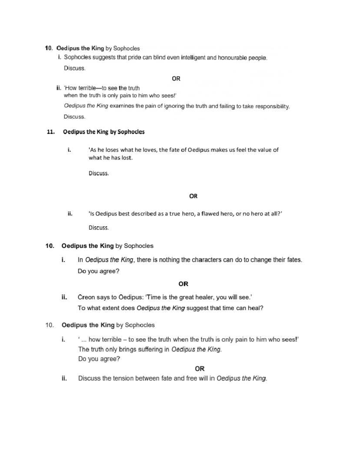 Oedipus the King: Discussion Prompts and Analysis - Studocu