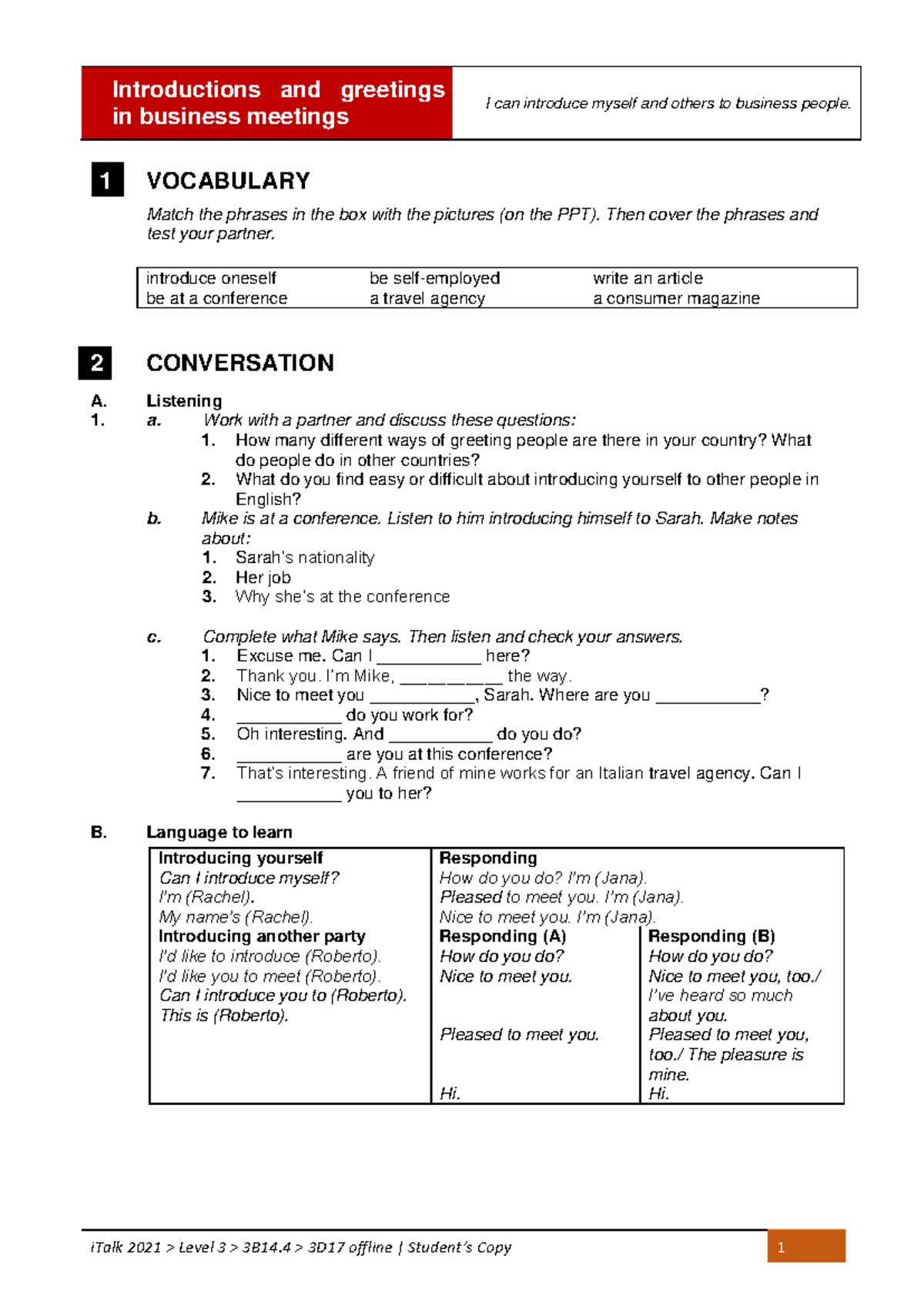 Inbound 6510: Introductions & Greetings in Business Meetings - Studocu
