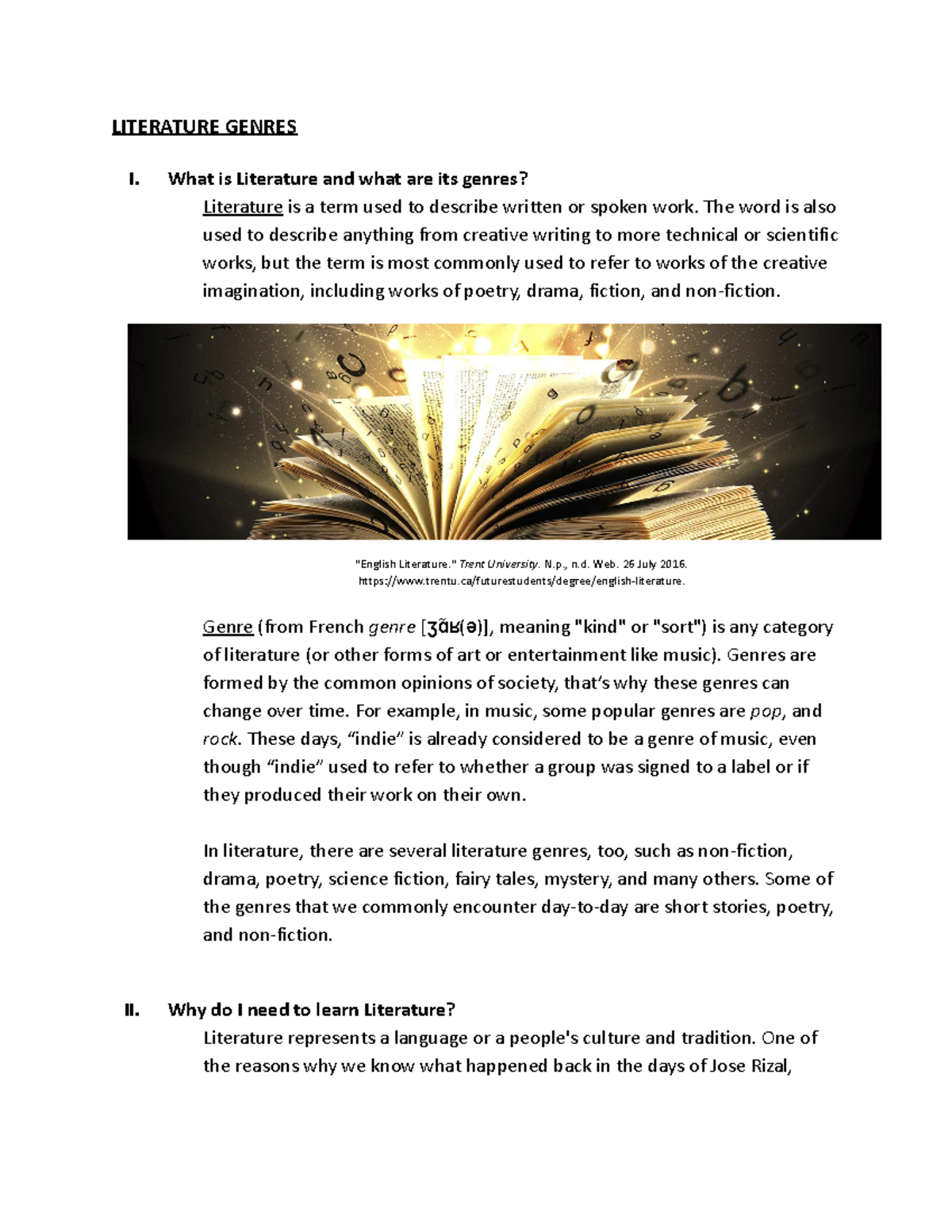 Understanding Literature Genres: A Comprehensive Overview - Studocu