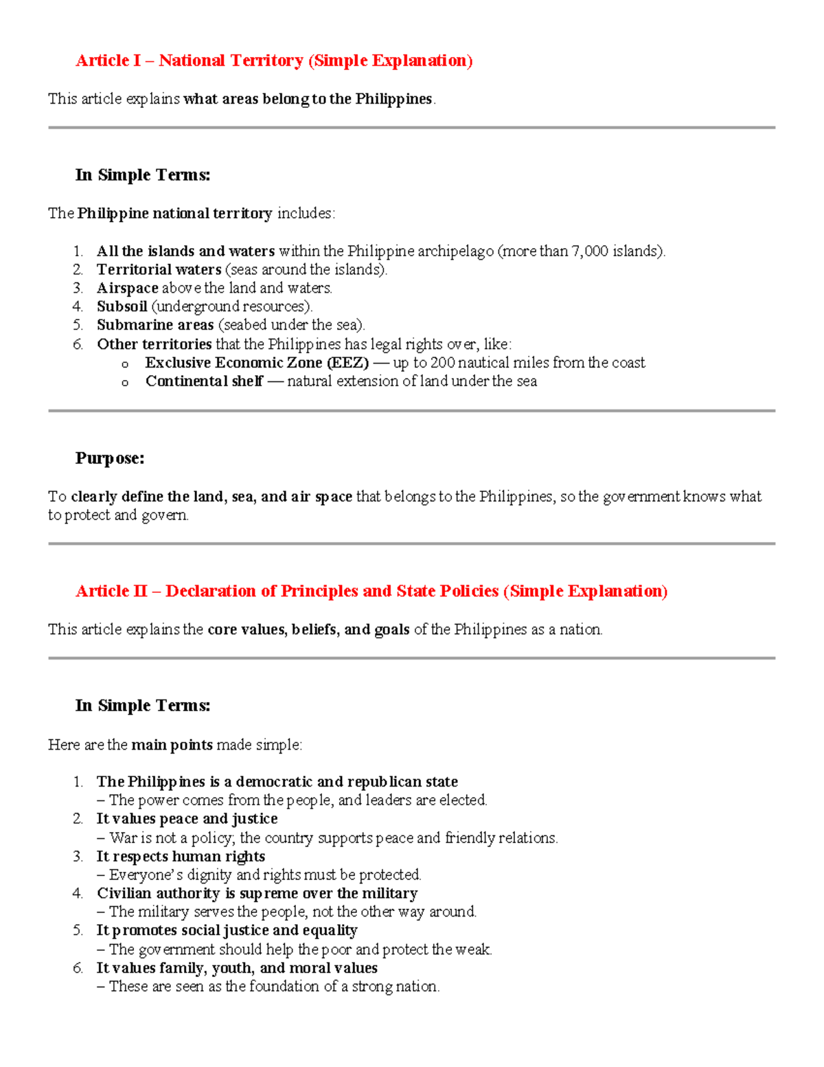 1987 Constitution Articles 1-18: Simple Explanations and Insights - Studocu