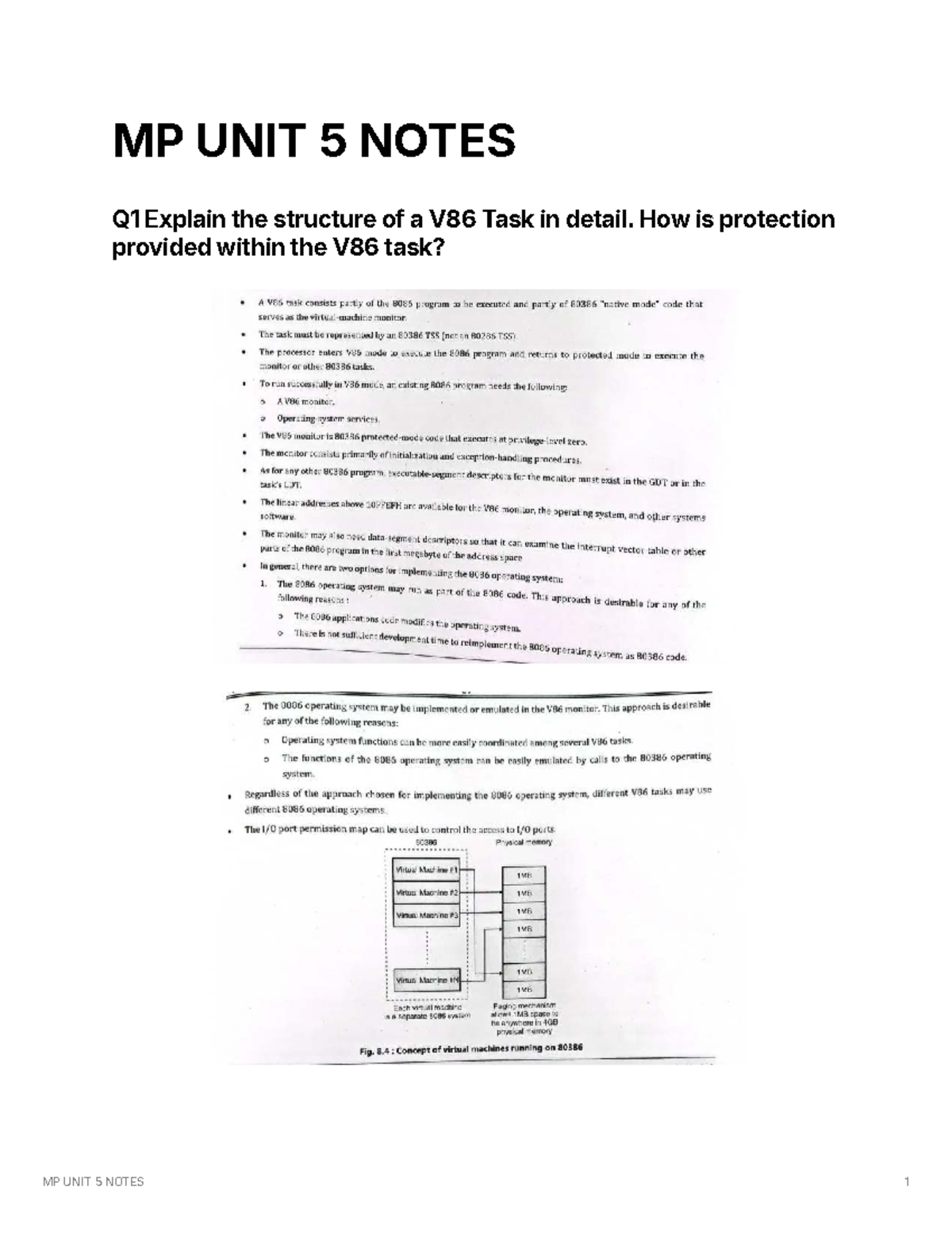Mp Unit 5 Notes Detailed Analysis Of V86 Task Structure And Tss Studocu