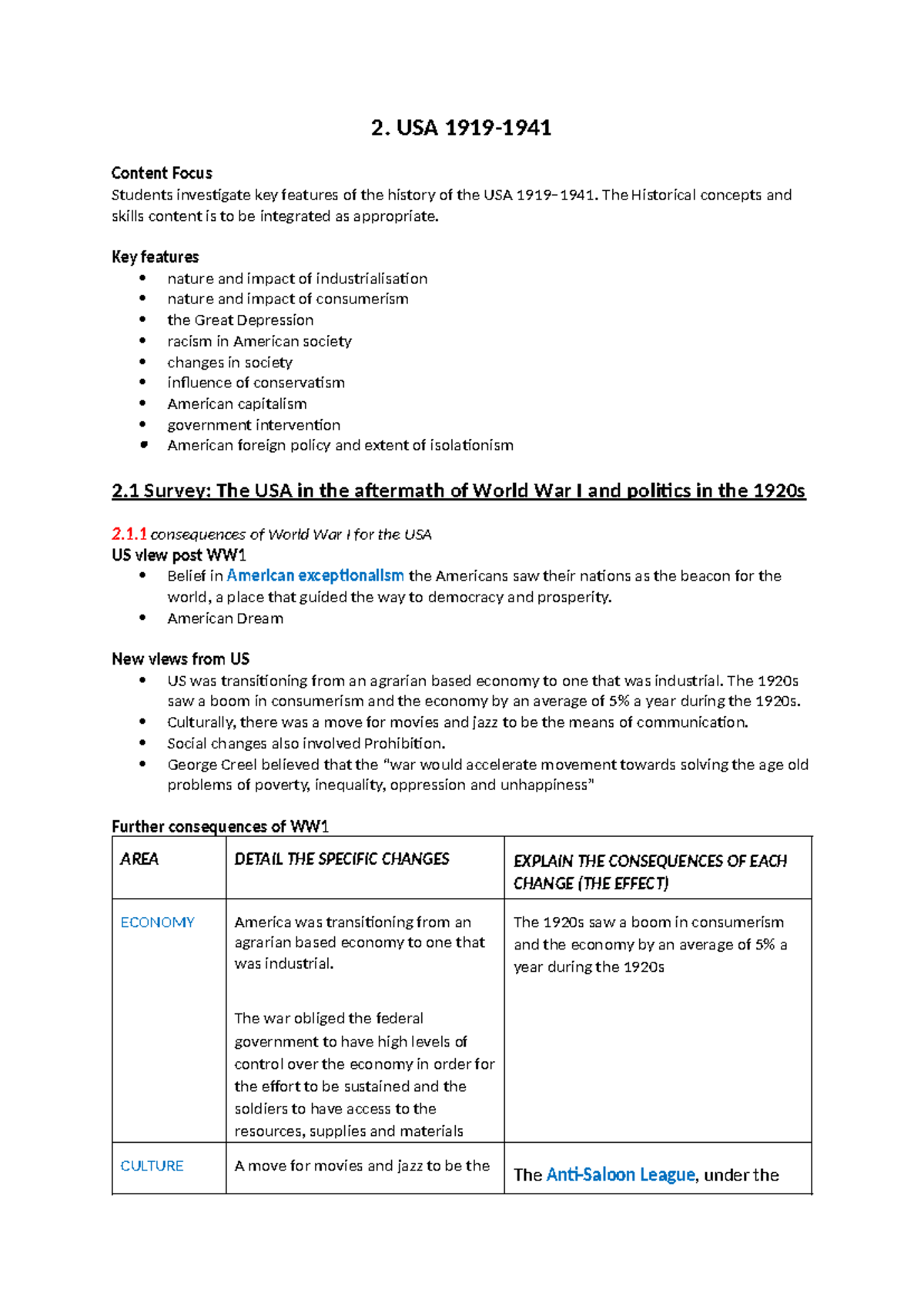 USA 1919-1941: Key Historical Features and the Great Depression ...