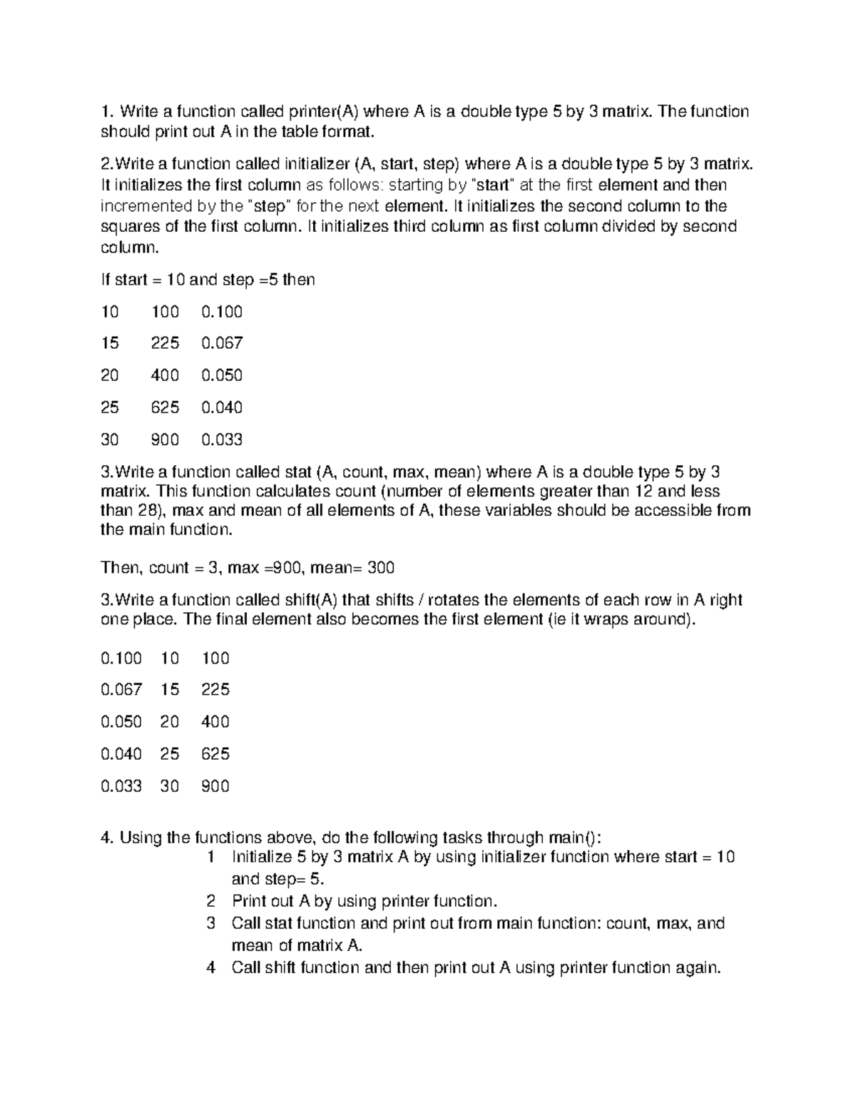 CS101 Final Review: Matrix Operations and Function Implementation - Studocu