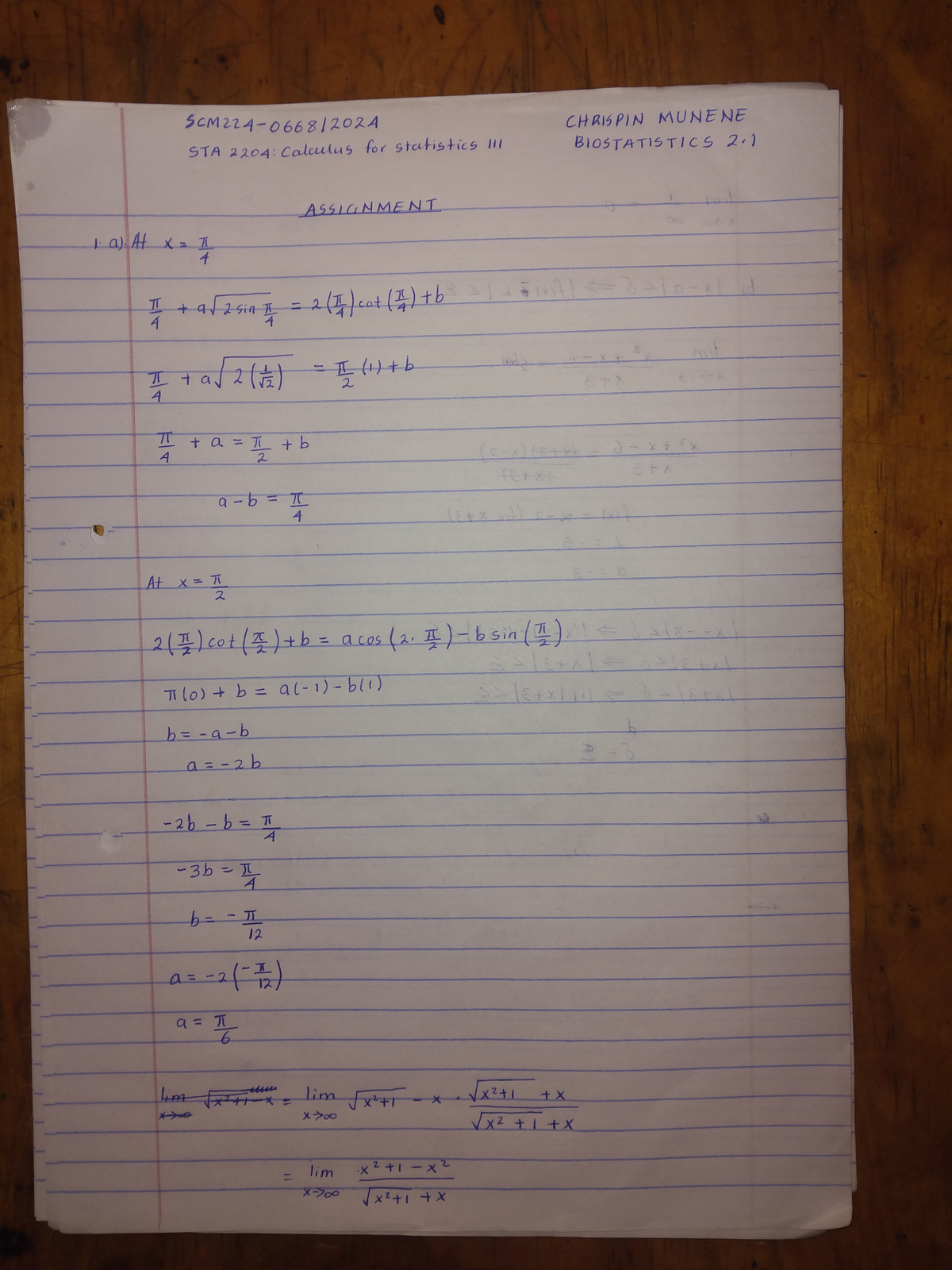 STA 2204: Calculus for Statistics - Assignment 1 Solutions - Studocu
