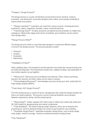 HSC Prelim study note 1 - Chapter 1: Understanding Design Design is a ...