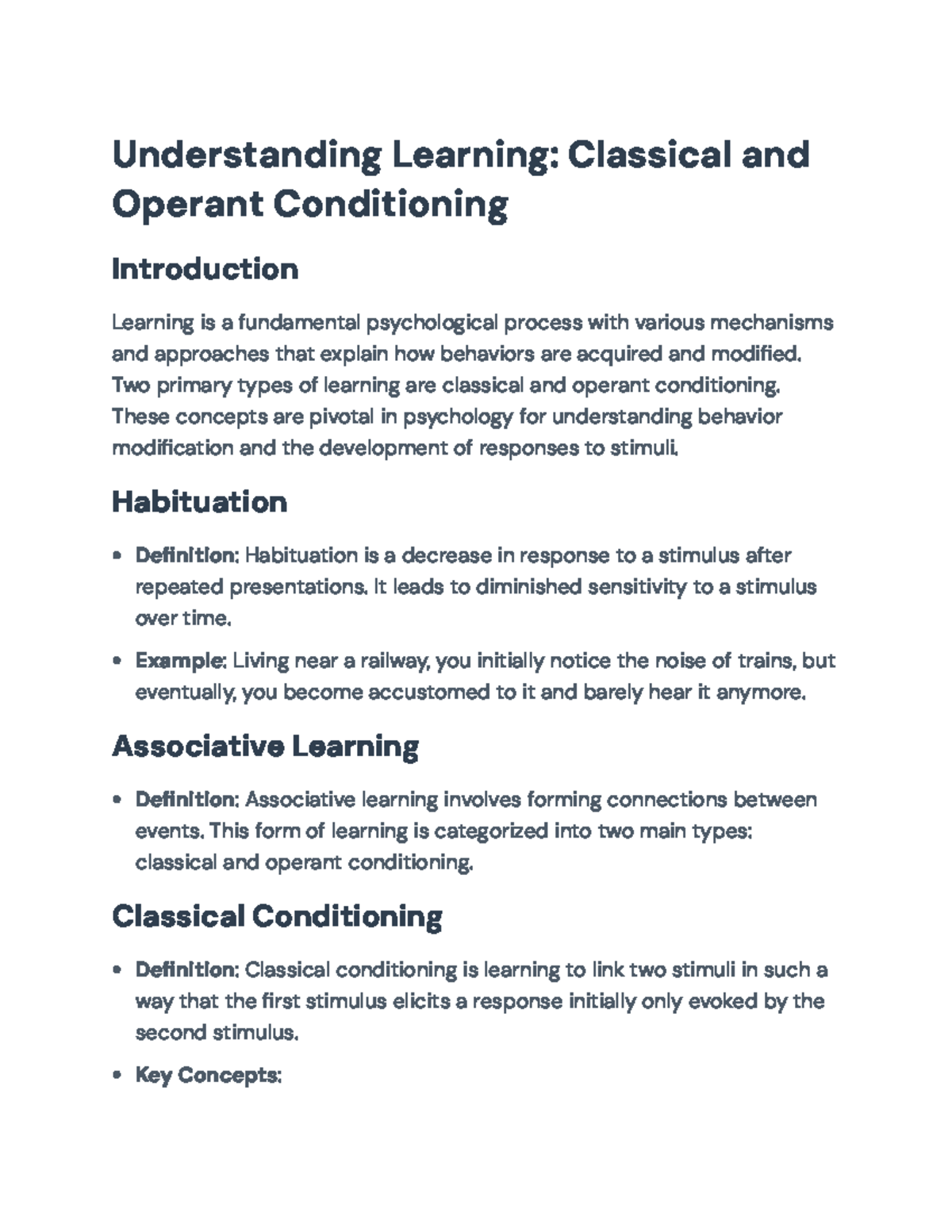 Psychology 101: Classical and Operant Conditioning Explained - Studocu