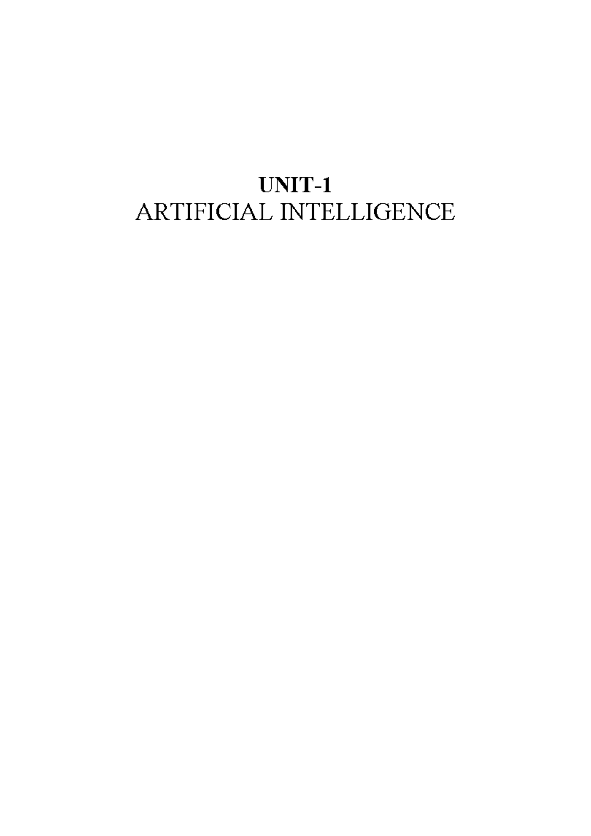 AI App Unit-1: Introduction to Artificial Intelligence Concepts - Studocu