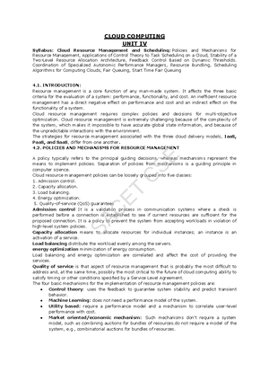 Cloud computing - CLOUD1 - JNTU Kakinada - Studocu