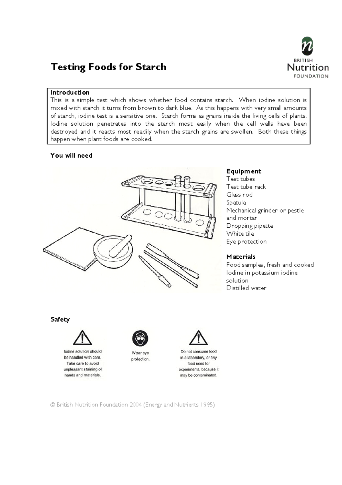 Starch Testing Methods and Materials for Food Analysis - Studocu
