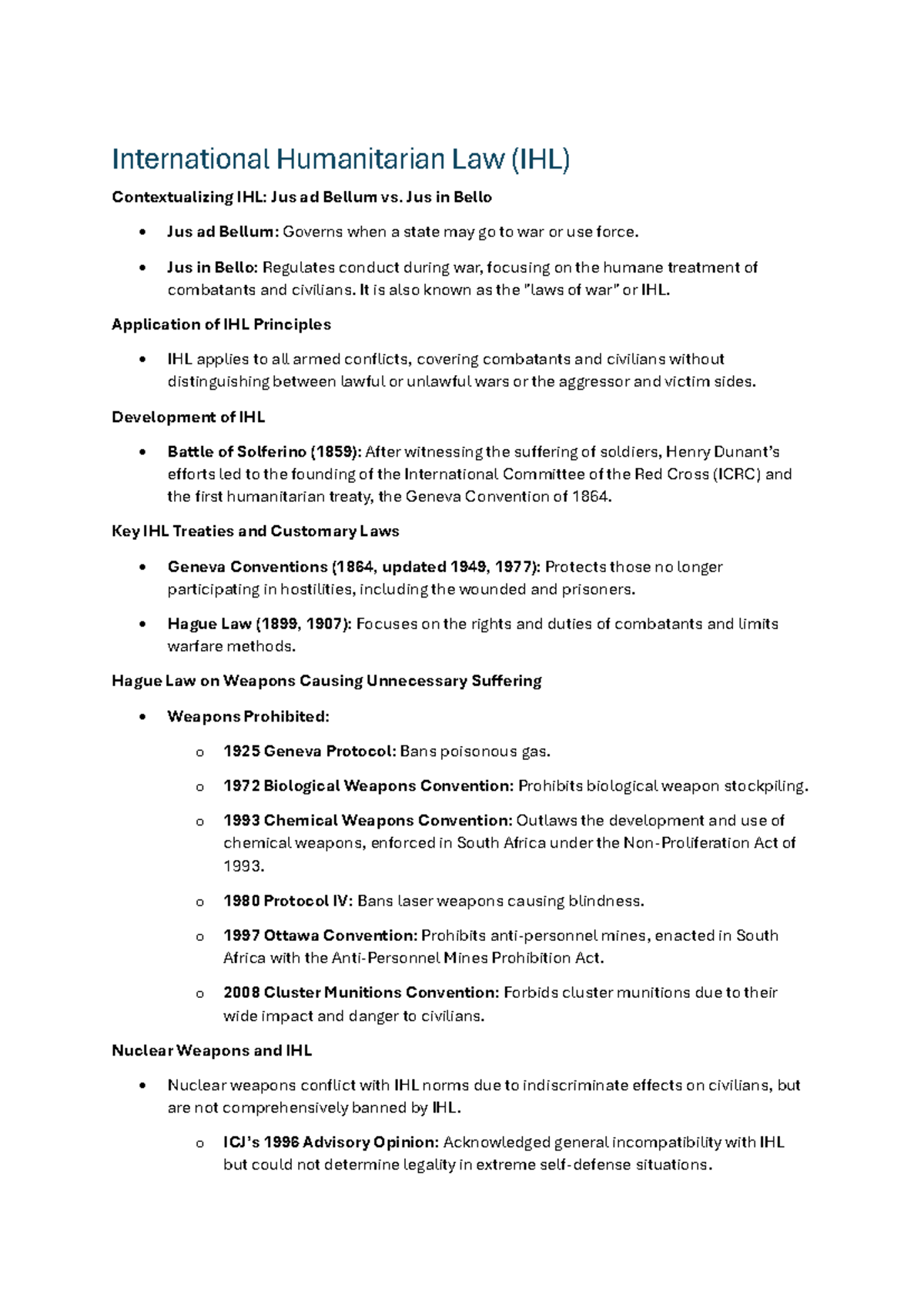 International Humanitarian Law (IHL) Overview and Key Principles - Studocu